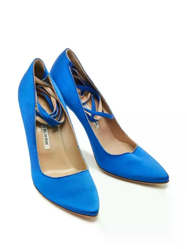 Manolo Blahnik Satin Ankle-wrap Pumps