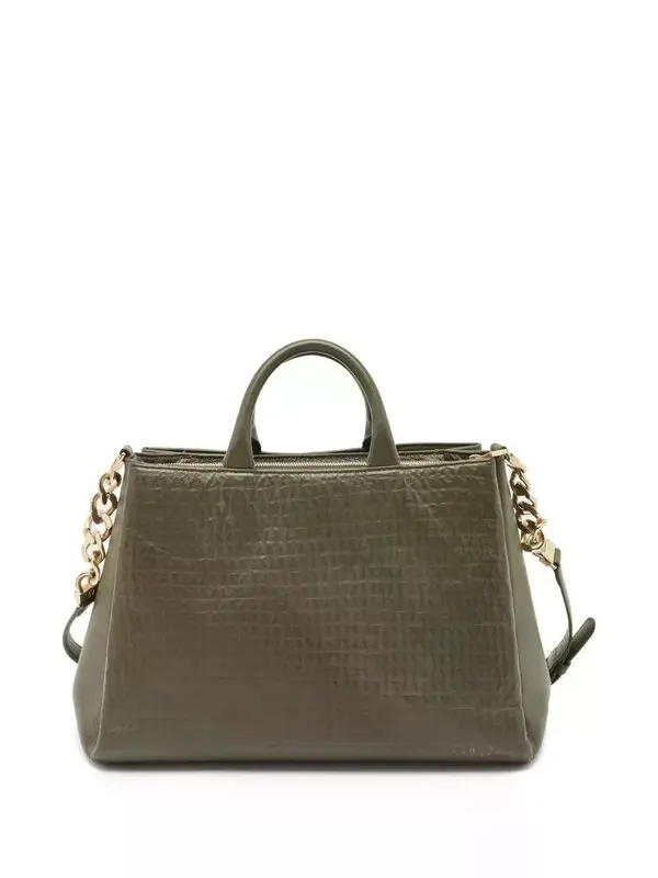 AIGNER Textured Leather Tote Bag With Chain Detail