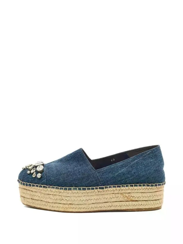 Miu Miu Embellished Platform Espadrilles - Blue
