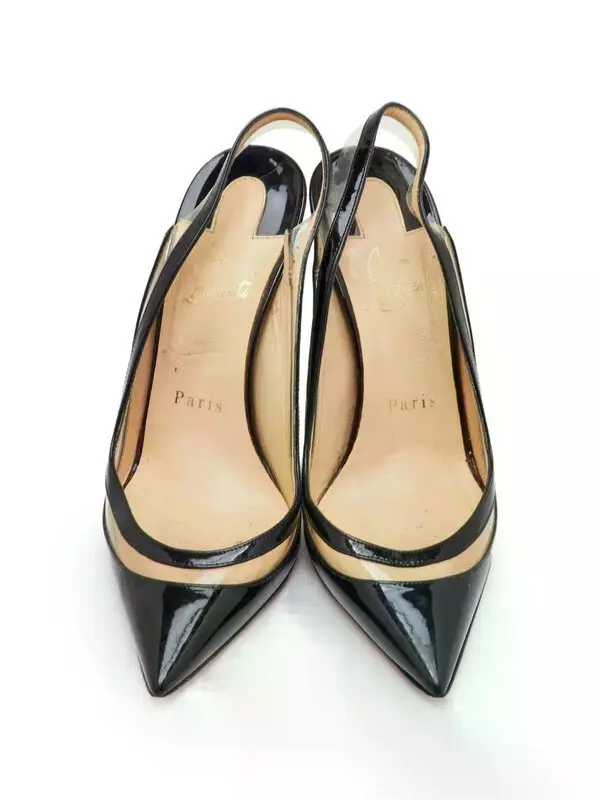 CHRISTIAN LOUBOUTIN Patent Leather Transparent-pvc Trimmed Slingback Pumps