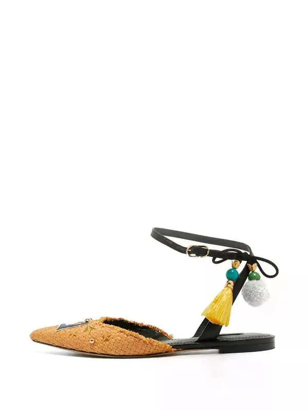 Dolce & Gabbana Woven Anchor-patch Slingback Flat Pumps - Neutrals