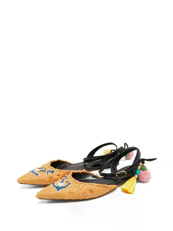 Dolce & Gabbana Woven Anchor-patch Slingback Flat Pumps