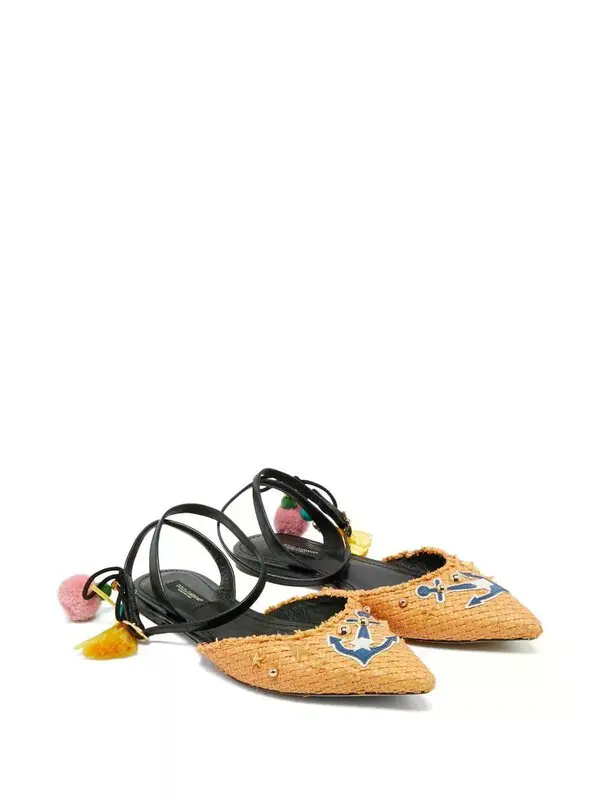 Dolce & Gabbana Woven Anchor-patch Slingback Flat Pumps
