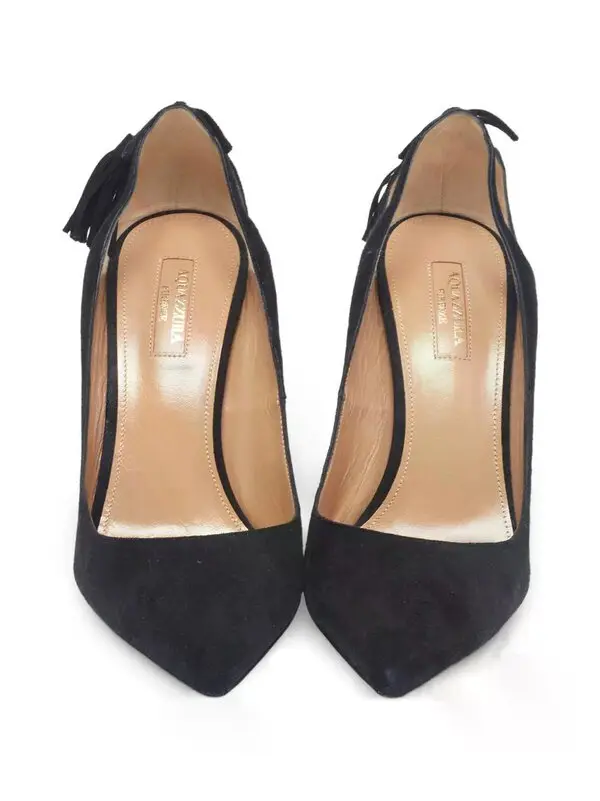 AQUAZZURA Suede Pointed Toe Cutout Stiletto Pumps