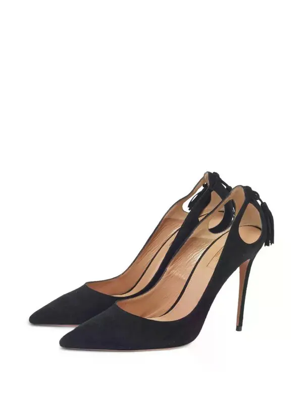 AQUAZZURA Suede Pointed Toe Cutout Stiletto Pumps