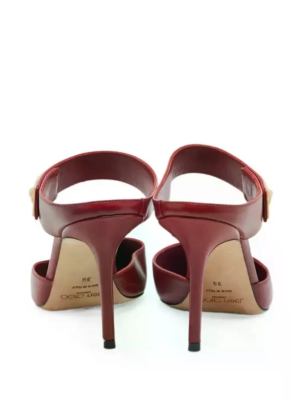 JIMMY CHOO Leather Pointed-toe Mules With Gold-tone Logo Plaque