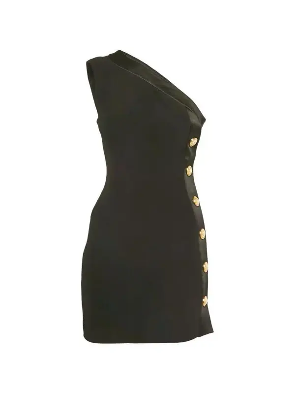 Balmain One-shoulder Mini Dress With Button Detail