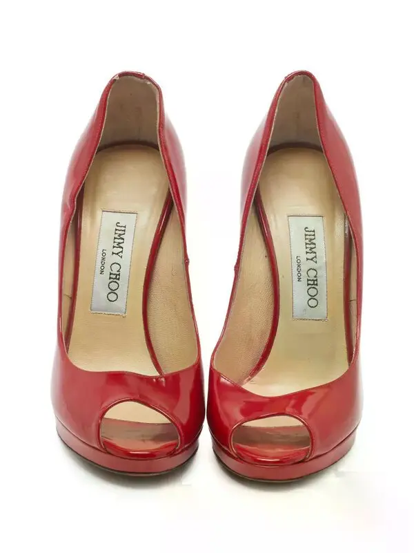 JIMMY CHOO Patent Peep-toe Stiletto Pumps