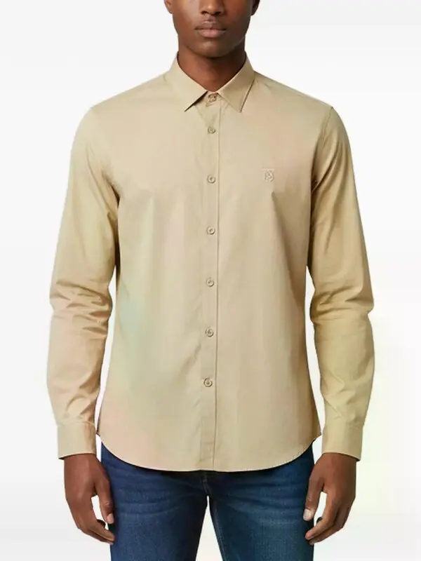 Burberry Logo Embroidered Shirt - Neutrals