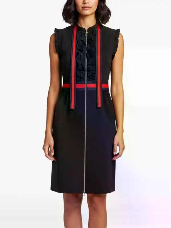 Gucci Ruffle-detail Midi Dress With Web-trim