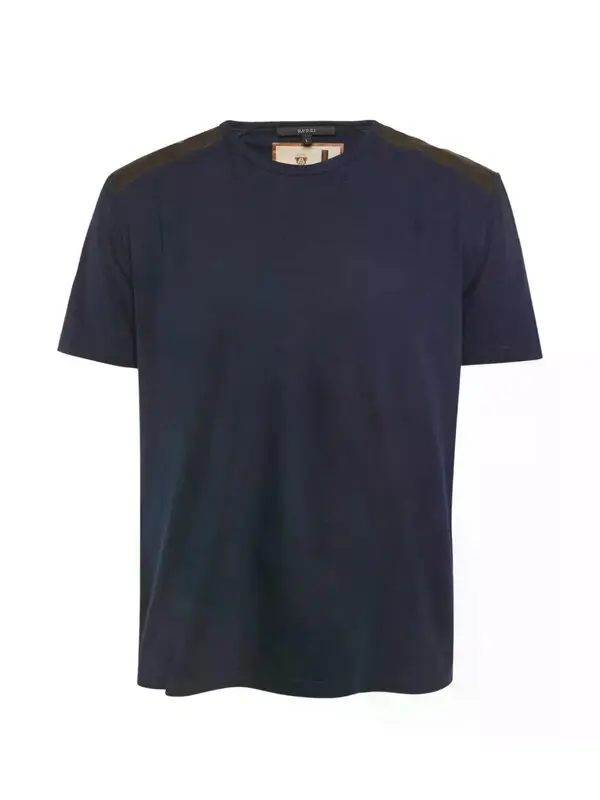 Gucci Leather-trim Short-sleeve Cotton T-shirt - Blue