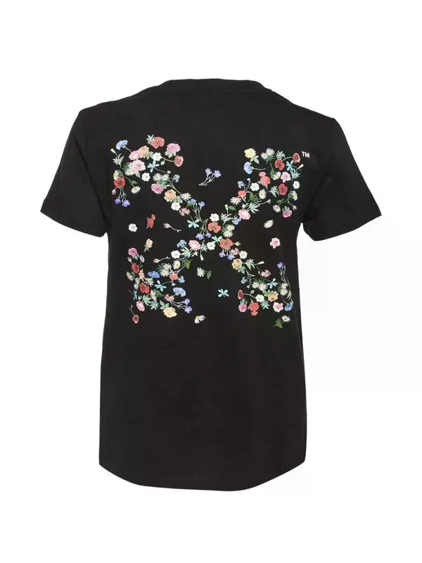 Off-White Floral Embroidered Arrow T-shirt - Black