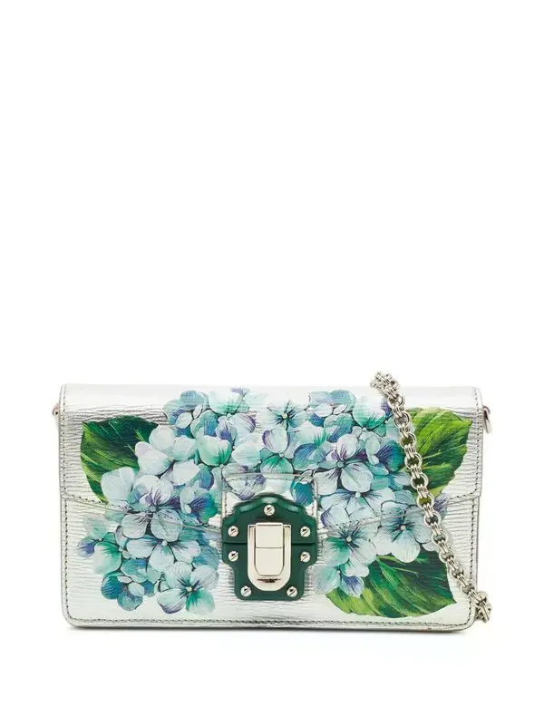 Dolce & Gabbana Lucia Floral-print On-chain Wallet - Silver