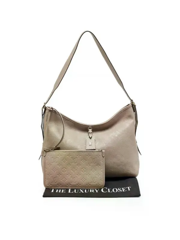 LOUIS VUITTON Carryall Mm Monogram Giant Empreinte Shoulder Bag - Neutrals