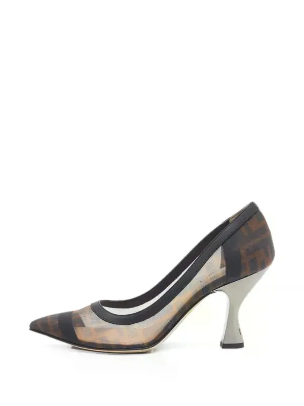 Fendi Colibri Ff Logo Print Mesh Pumps - Black