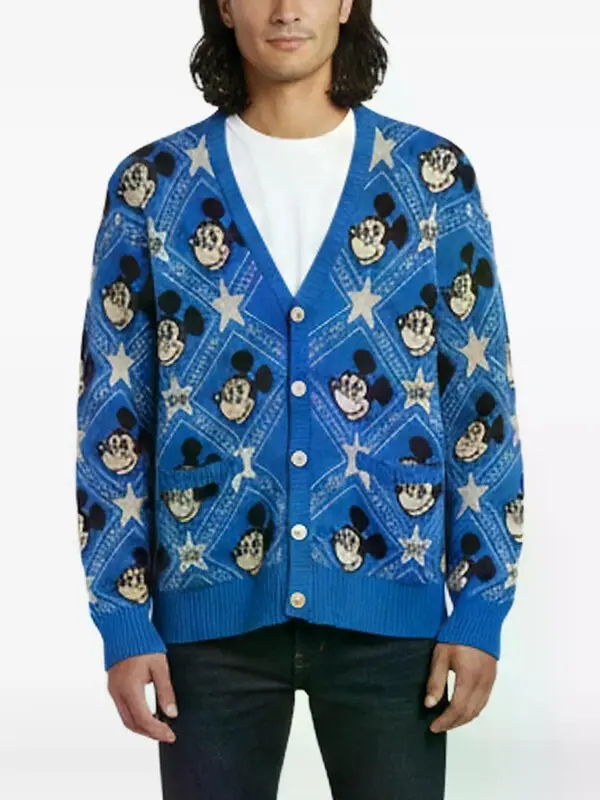 Gucci X Disney Mickey Mouse Jacquard Knit Cardigan - Blue