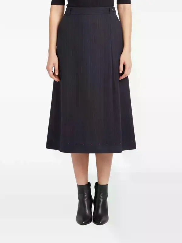 Max Mara Stripe Midi Skirt - Blue