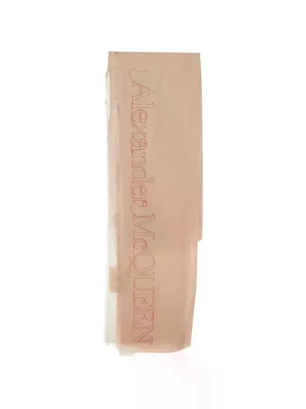 Alexander McQueen Logo-print Frayed Scarf - Neutrals