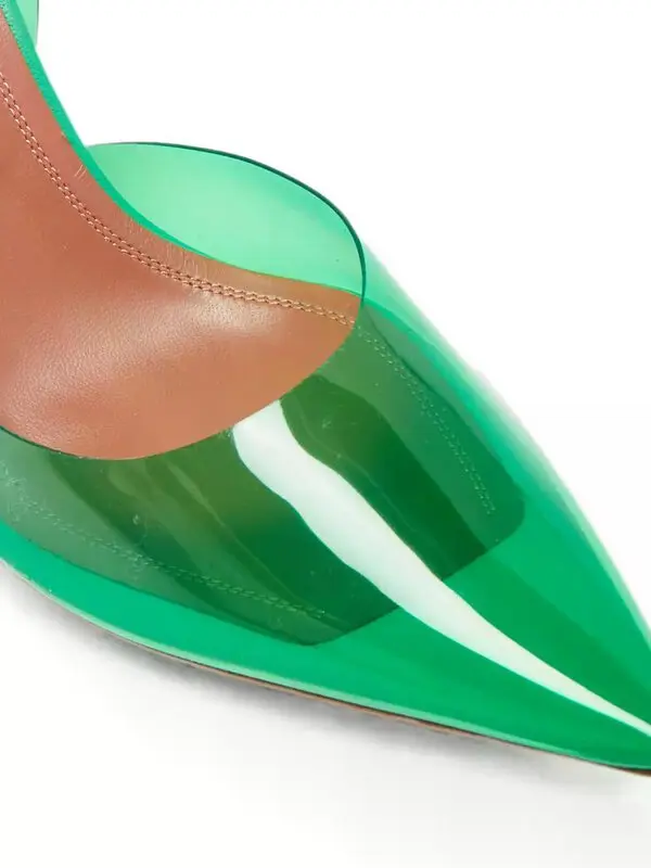 Amina Muaddi Holli Glass Pointed-toe Pumps - Green
