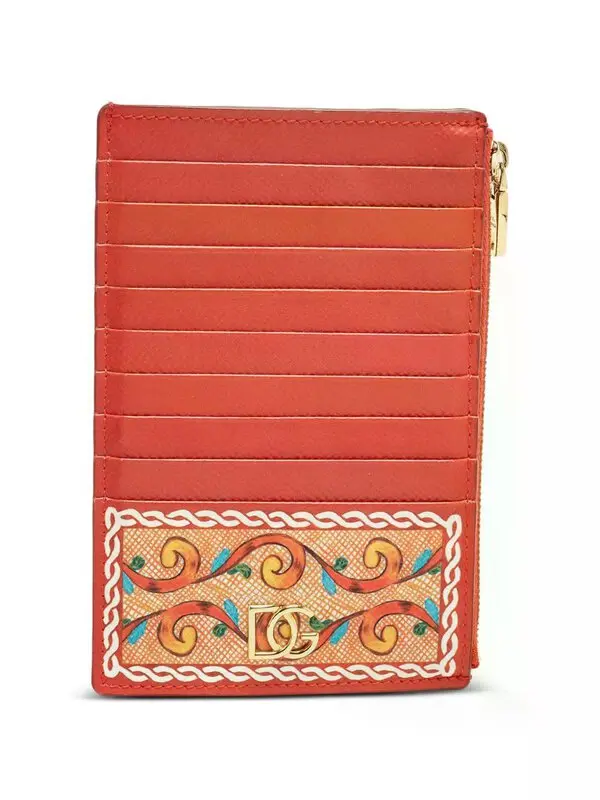 Dolce & Gabbana Geometric-print Zip Card Case - Orange