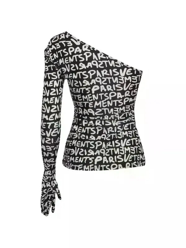 Vetements Logo-print One-shoulder Top - Black
