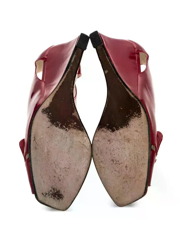STUART WEITZMAN Open-toe Buckle Detail Wedge Pumps