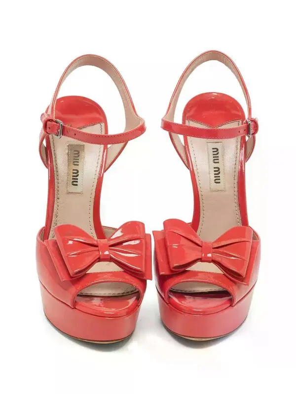 Miu Miu Patent Bow Detail Platform Sandals