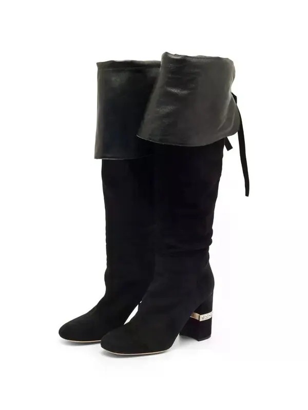 Miu Miu Suede Crystal-embellished Block Heel Boots