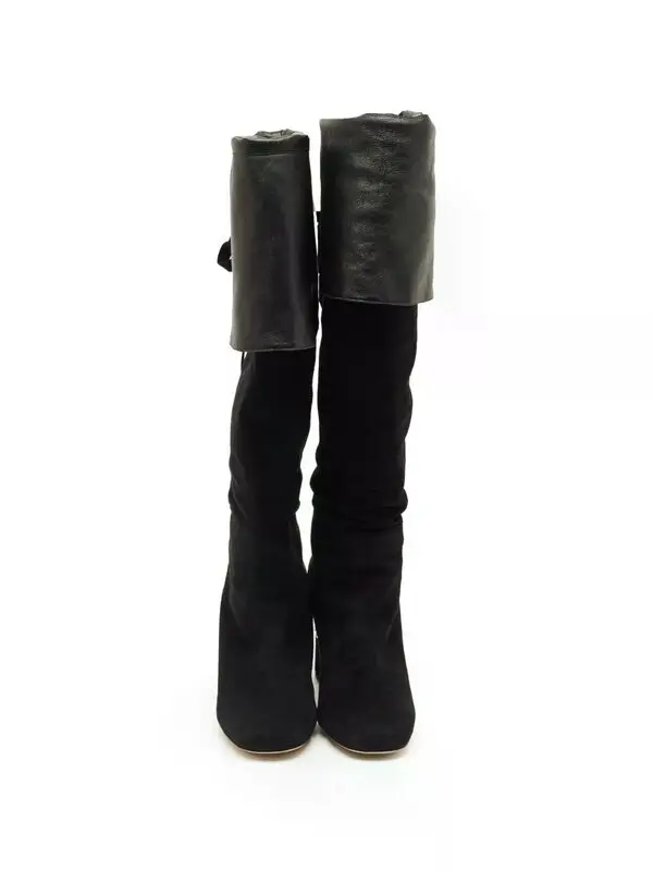 Miu Miu Suede Crystal-embellished Block Heel Boots