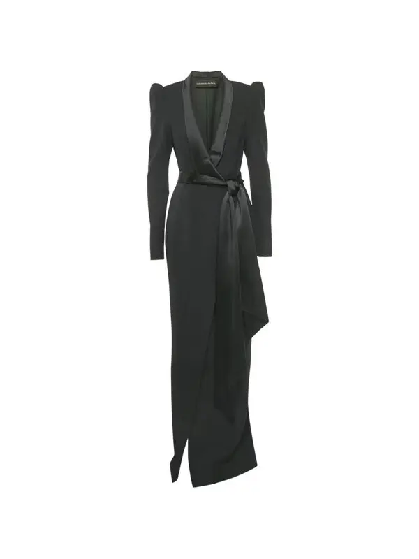 Alexandre Vauthier Wool Satin Collar Maxi Dress
