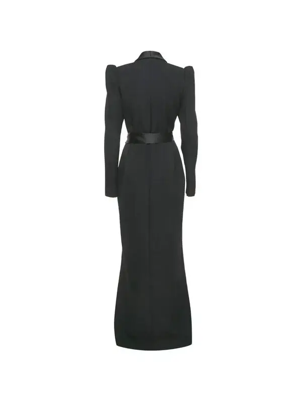 Alexandre Vauthier Wool Satin Collar Maxi Dress