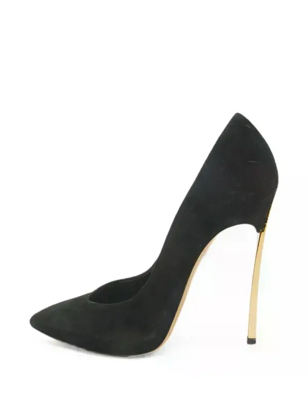Casadei Pointed Toe Stiletto Pumps With Metal Heel - Black