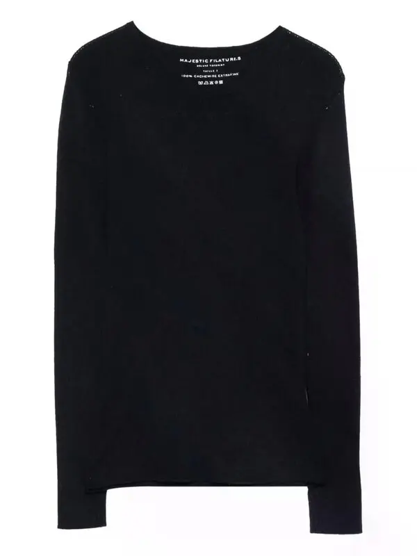 Majestic Filatures Round Neck Cashmere Top - Blue
