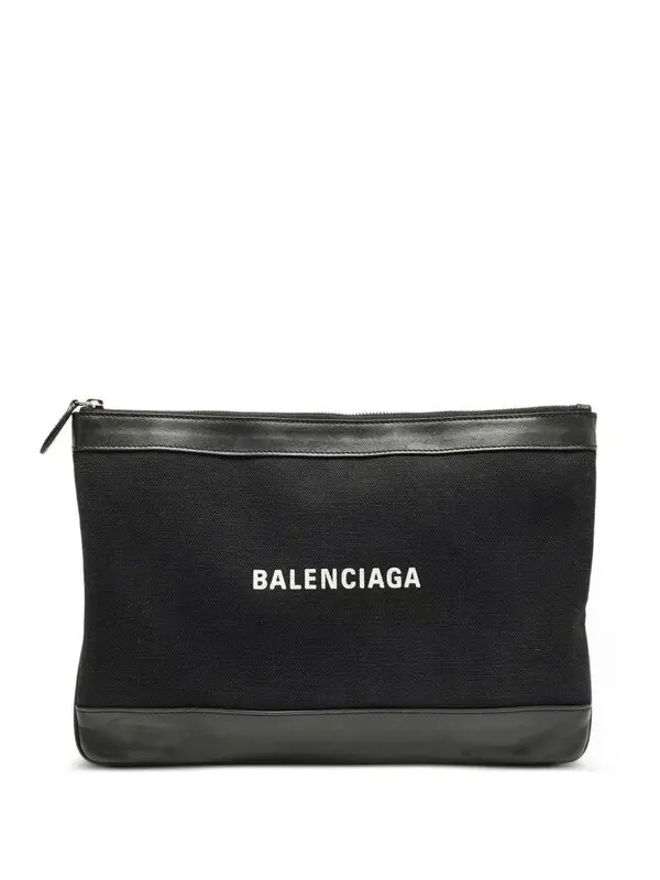 Balenciaga Logo Print Pouch - Black