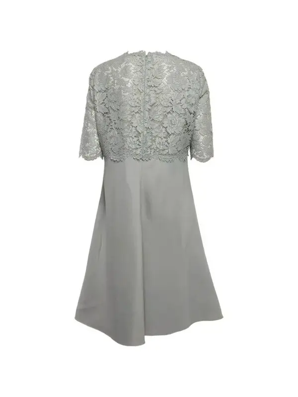 Valentino Garavani Wool Floral Lace Overlay Midi Dress