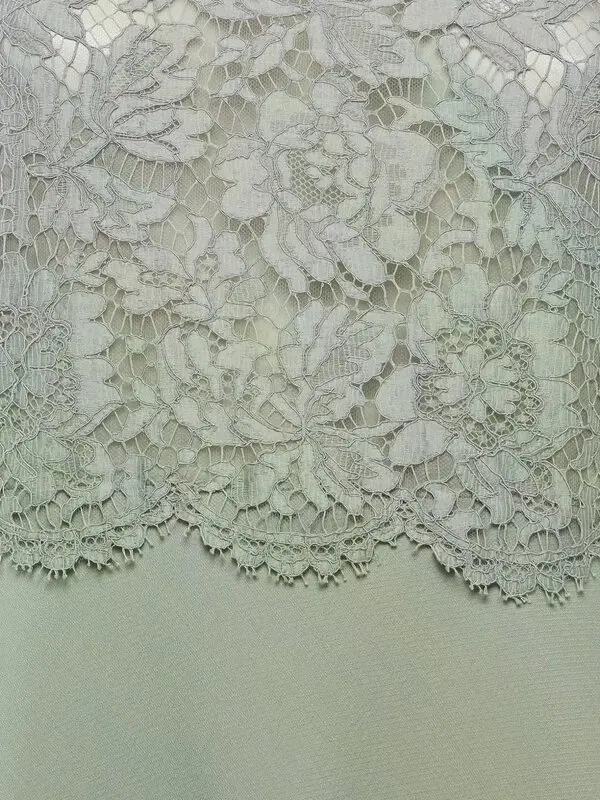 Valentino Garavani Wool Floral Lace Overlay Midi Dress