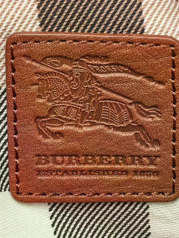 Burberry Embroidered Logo Leather Bucket Bag