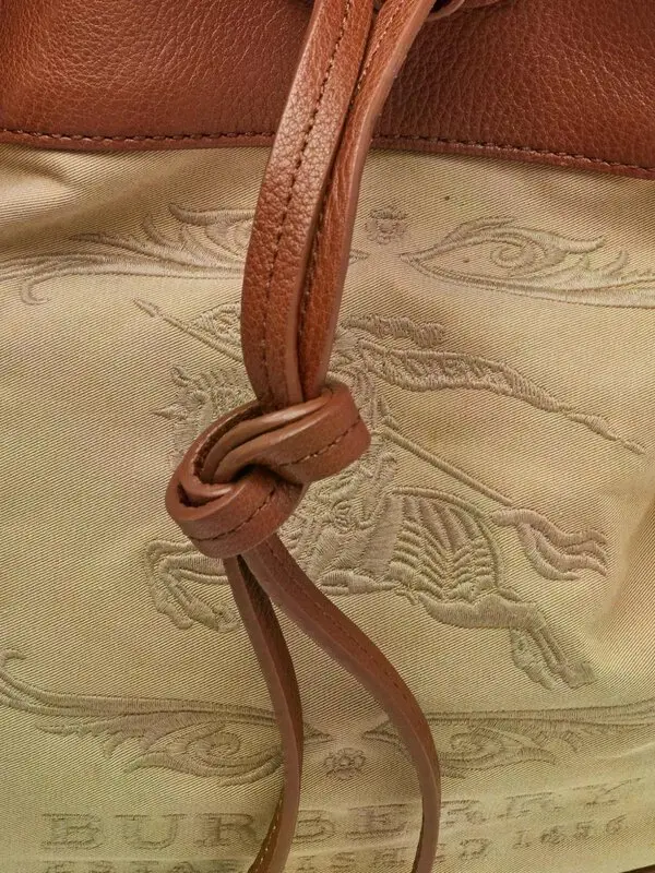Burberry Embroidered Logo Leather Bucket Bag