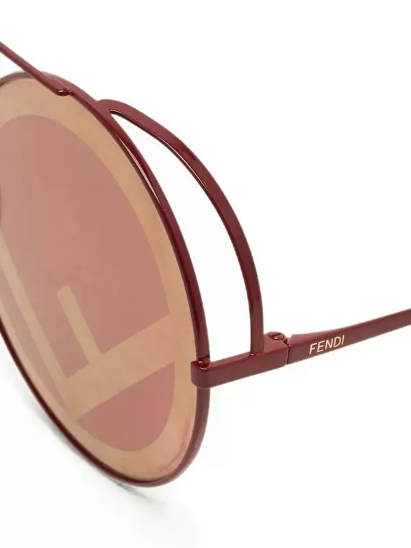 Fendi Round Frame Ff Logo Print Sunglasses