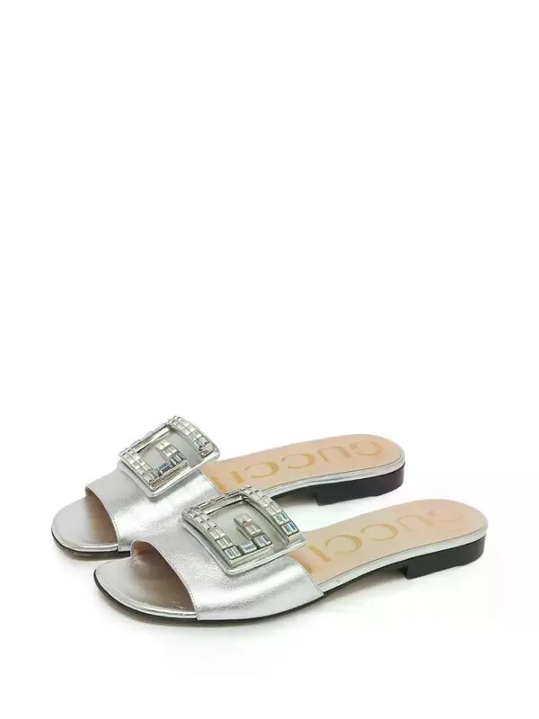 Gucci Madelyn Crystal-set Metallic Calf Leather Sandals