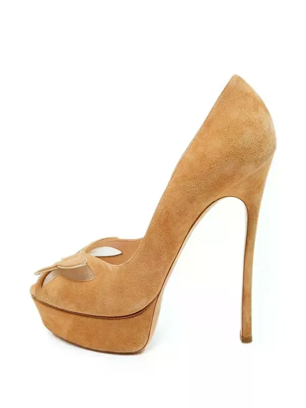 Casadei Butterfly Appliqué Platform Stiletto Pumps - Neutrals