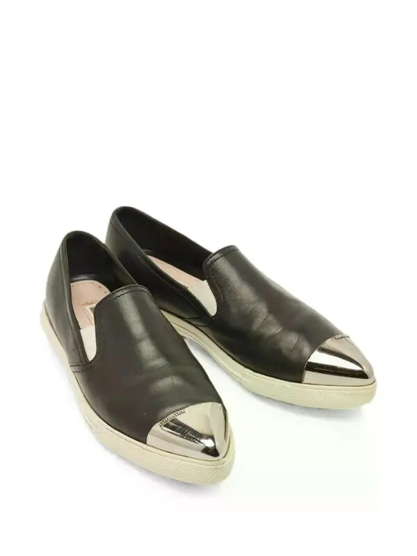 Miu Miu Metal Cap Toe Slip-on Sneakers