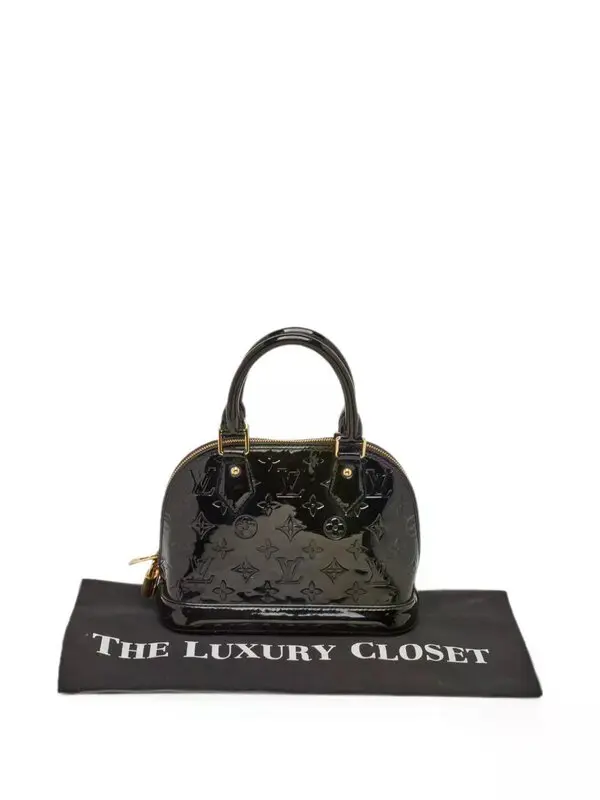 LOUIS VUITTON Monogram Vernis Alma Bb Tote Bag - Black