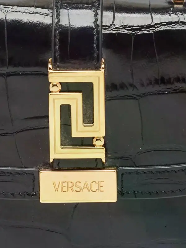 Versace Greca Goddess Croc-embossed Handbag