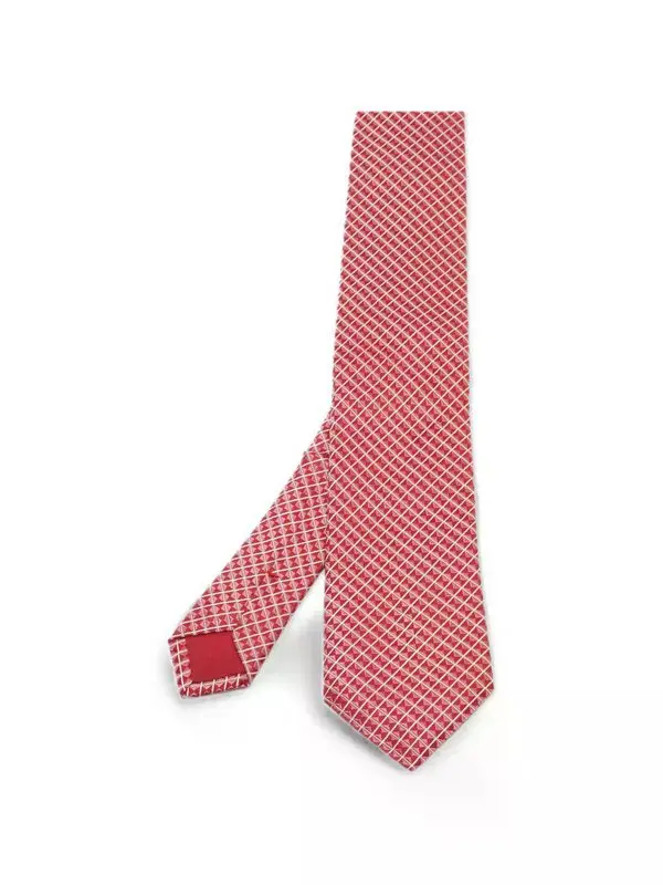 BOSS Geometric-patterned Jacquard Tie - Red