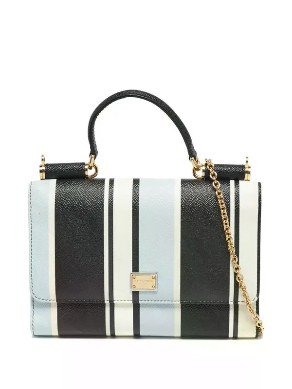 Dolce & Gabbana Sicily Striped Wallet On Chain - Black