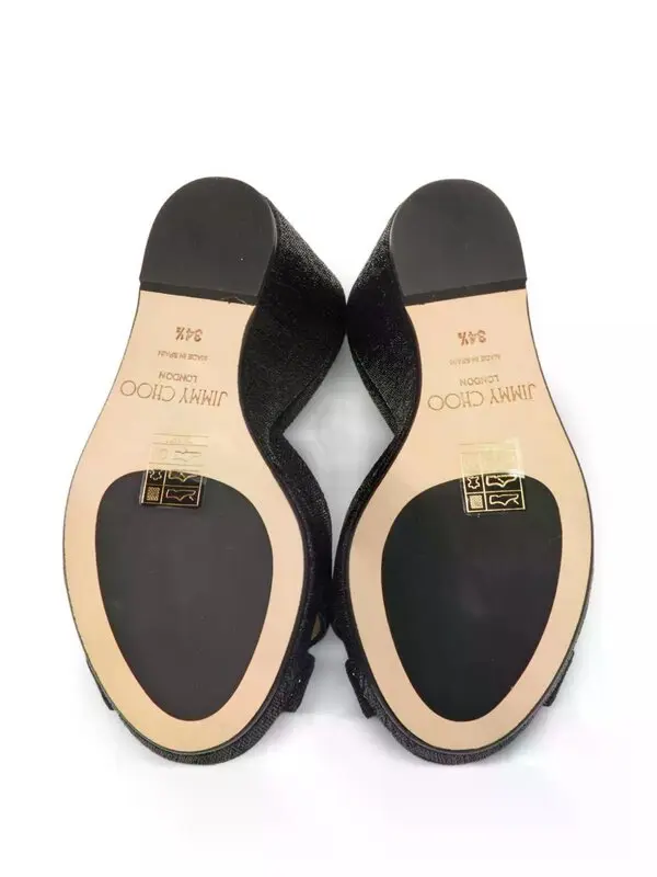JIMMY CHOO Almer Metallic Criss-cross Wedge Sandals