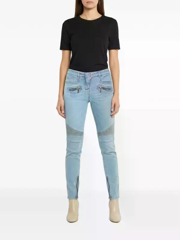 Balmain Paneled Zip-details Skinny Jeans