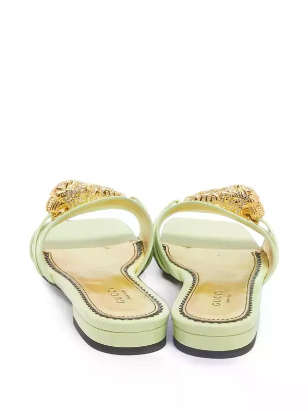 Gucci Tiger Head Crystal-embellished Patent Leather Sandals