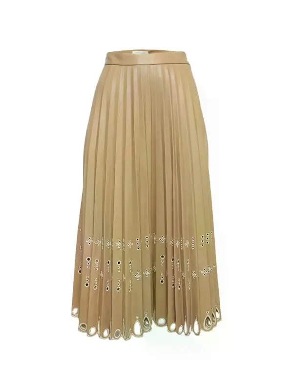 Simkhai Laser-cut Pleated Midi Skirt